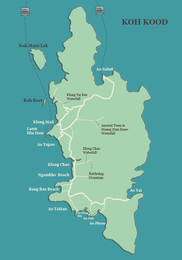 koh-kood-map plaže thaimer - Portal za samostalno putovanje u Tajland